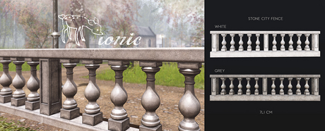 Second Life Marketplace - ionic : Stone City Fence (Grey)